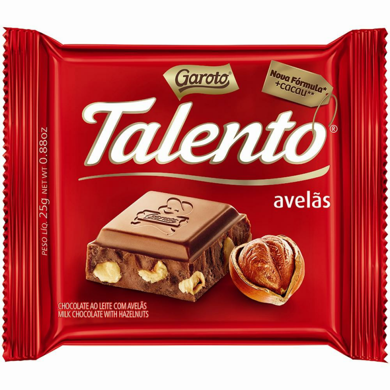 Chocolate Talento 25gr Leite e Avelã