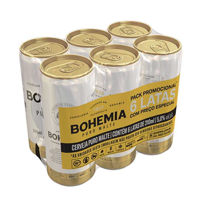 Cerveja Lata 310ml Bohemia Puro Malte Pack com 6un