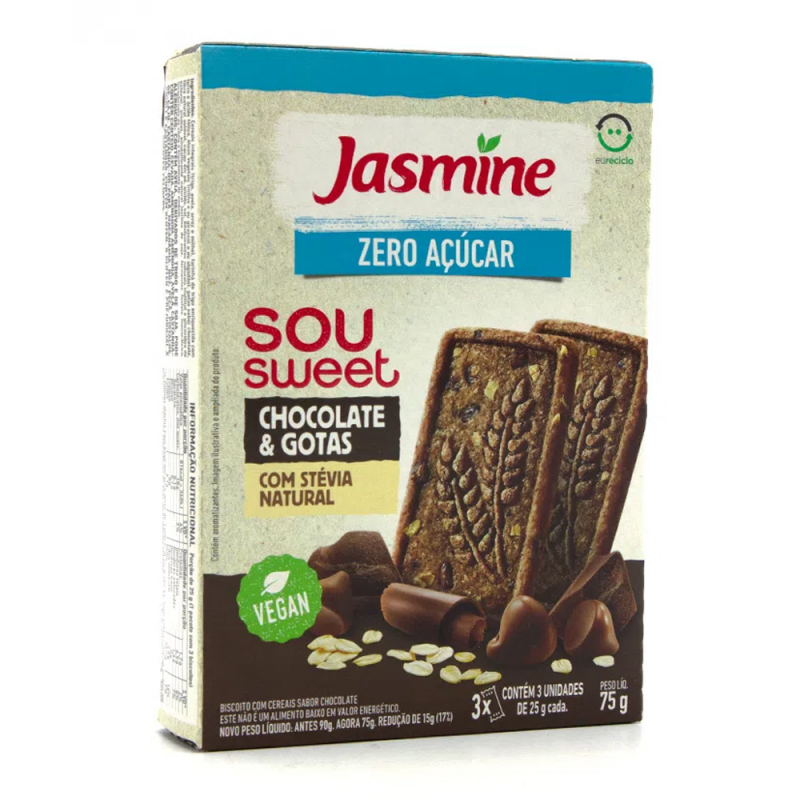 Biscoito Sweet Zero Jasmine 75gr Chocolate e Gotas
