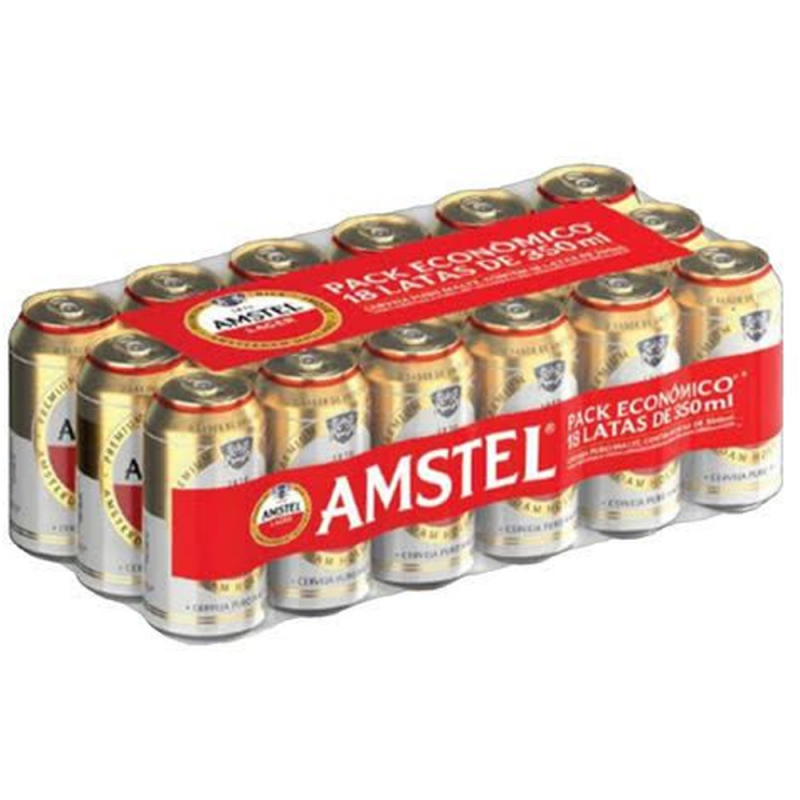 Cerveja Lata 350ml Amstel Pack com 18un