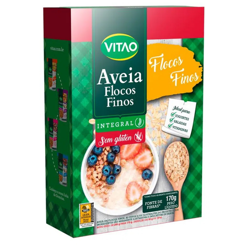 Aveia Vitao Sem Glúten 170gr Flocos Finos