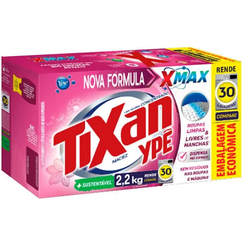 Lava Roupas em Pó Tixan Ypê Caixa 2,2kg Maciez